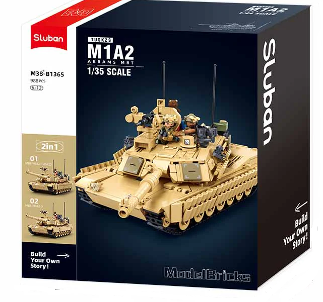 Sluban M1A2 Abrams TUSK II US Main Battle Tank 1:35 B1365 – Brick Army ...